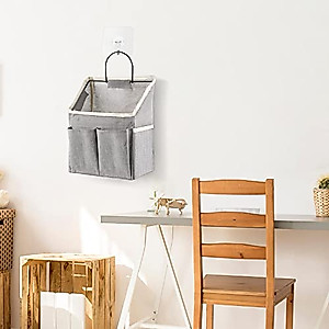 Canvas Door Closet Hanging Storage Basket Bag Pouch for Jewelry,Chargers,Mail,Keys,etc Wide Application Multiple Functions Durable, Grey