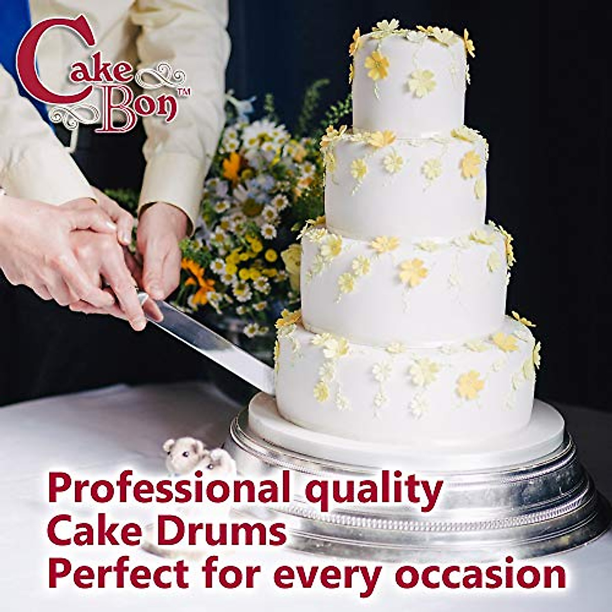 Cakebon Cake Drums Round 10 Inches - (White, 12-Pack) - Sturdy 1/2 Inch Thick - Professional Smooth Straight Edges