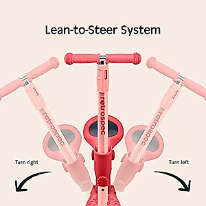 Retrospec Chipmunk Plus Kids’ Kick Scooter 3+ Years - Height Adjustable 3 Wheel Scooters - Learn to Steer, Foldable Seat, LED Lights, & No-Slip Deck - Bubblegum