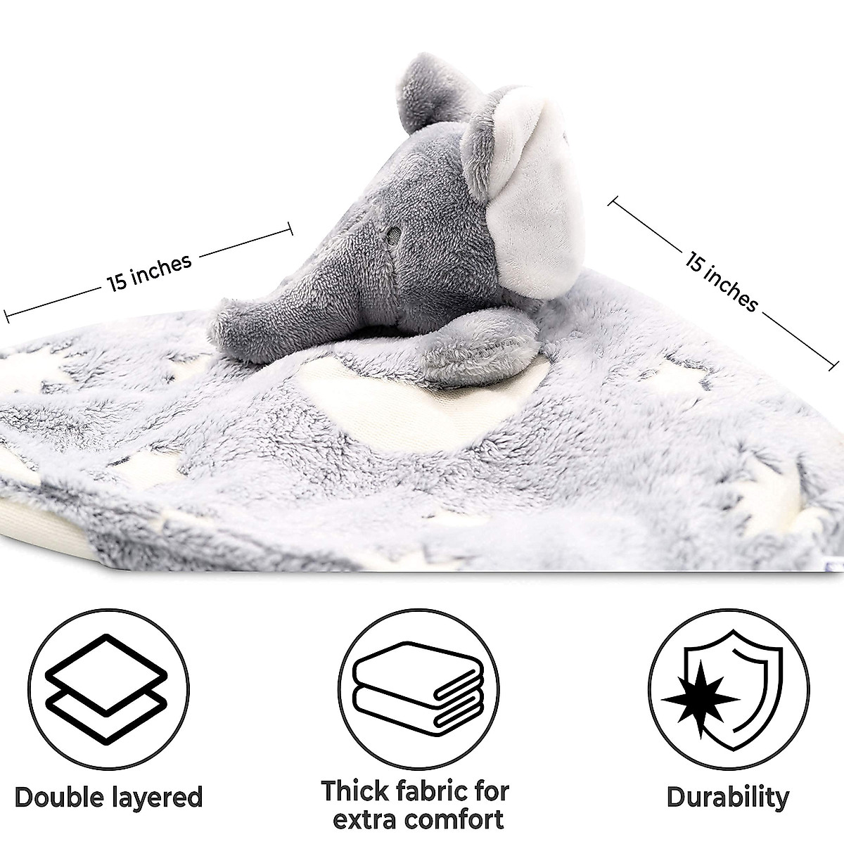 Believe BigDreams Loveys for Babies Girls - Baby Stuffed Animals for Newborn Boy - Grey Polyester Baby Security Blanket Stuffed Elephant for Baby Glows in The Dark…