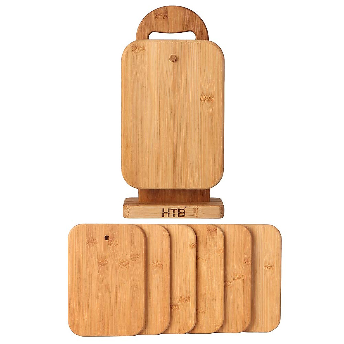Bamboo Cutting Board Set for Kitchen,Small Cutting Boards with Holder,Serving Boards for Sandwich Cheese Meal Breakfast
