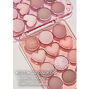 COLORGRAM Pin Point Eyeshadow Palette 02 Pink+Mauve= | Eyeshadow Palette for Daily makeup, Ultra-Blendable, Matte, Glitter, Shimmer Shades