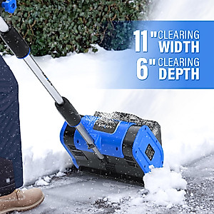 SOYUS Cordless Snow Shovel, 20V 11-Inch Snow Blower Cordless, Electric Snow Shovel with Adjustable Front Handle, Dust Bag, 4.0Ah Battery & Quick Charger Included