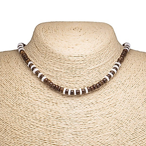 BlueRica Brown Coconut & Puka Shell Beads Necklace (18")