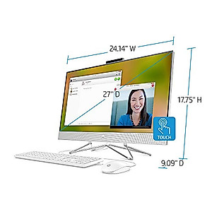 HP 27-inch Touchscreen All-in-One Desktop Computer, AMD Ryzen 5 4500U Processor,16 GB RAM, 512 GB SSD, Windows 10 Home (27-dp0160, Silver)