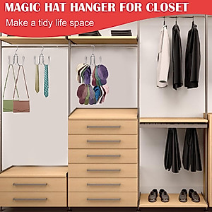 Hat Hanger for Closet, Metal Hat Organizer for Baseball Caps, Collapsible Hat Racks with 4 Big Hooks(2 Pack), 360° Rotation Space Saving Hangers, Better Organizer&Display for Hat, Tie, Scarveb