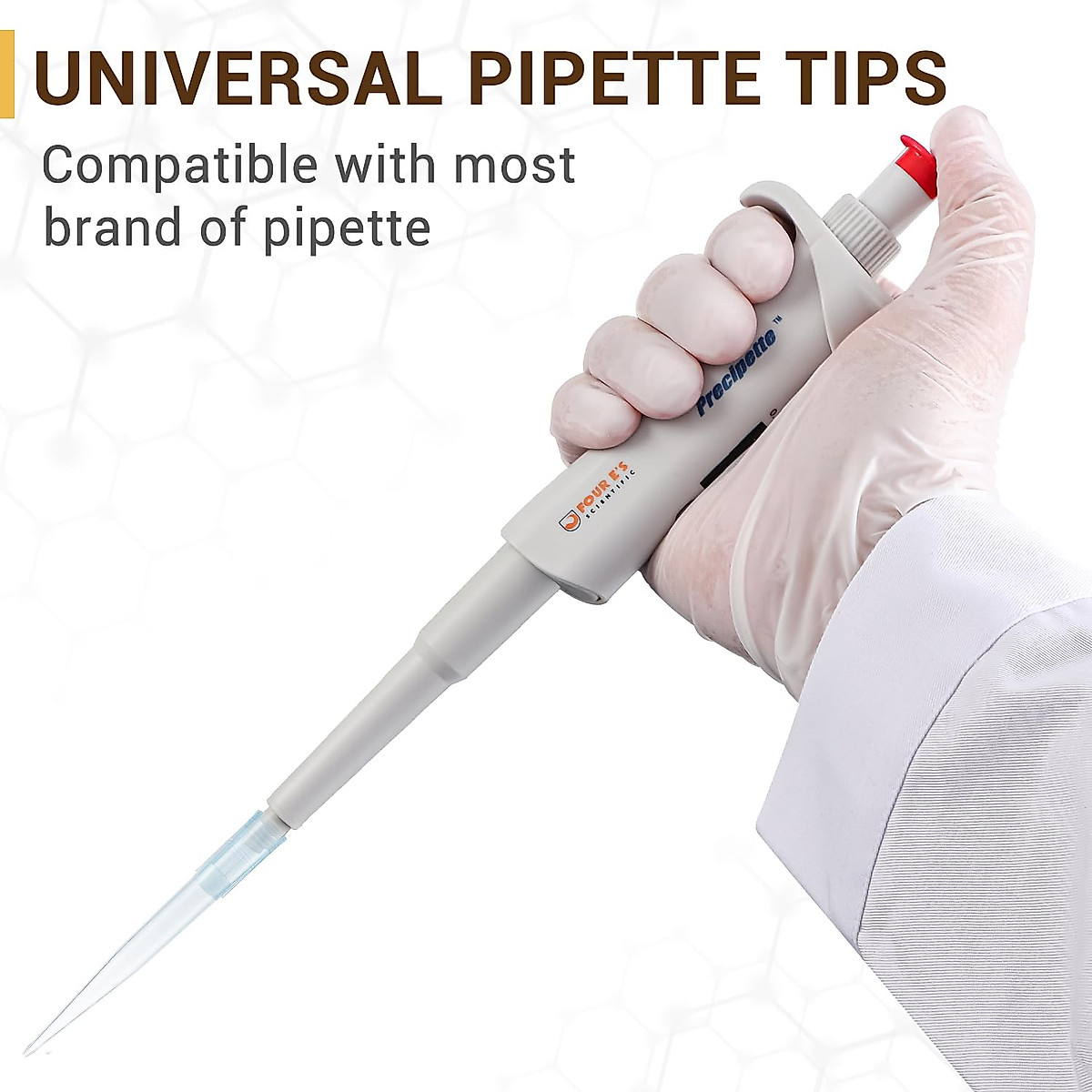 4E's USA 1000µL Pipette Tip - Universal Tips, RNase/DNase Free, Pyrogen Safe, Sterile Blue Pipette Tip with Filter, 96 Tips Racked
