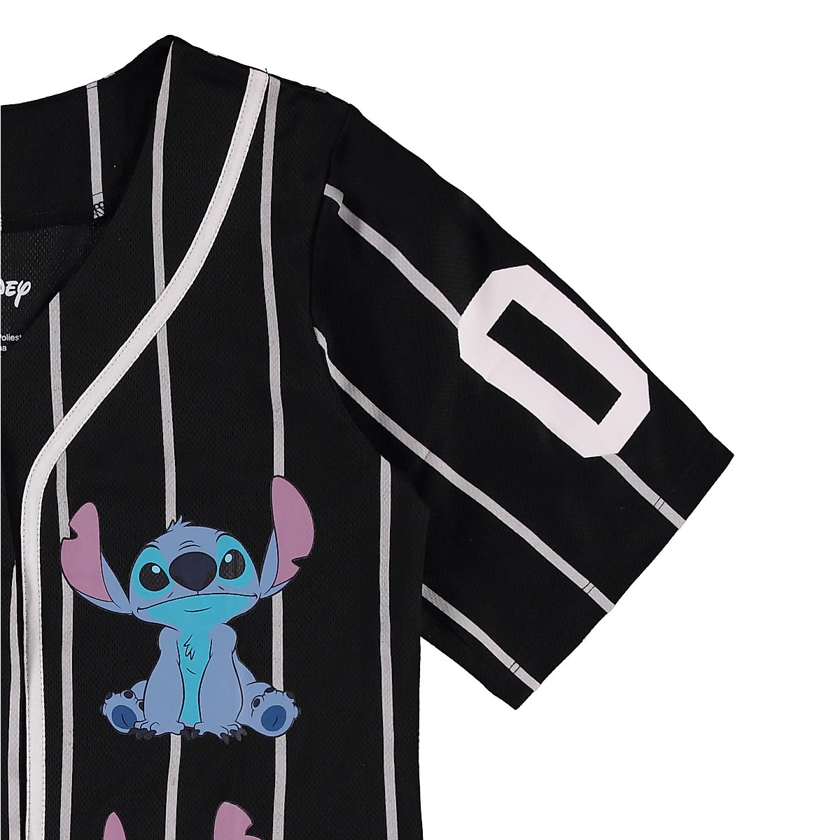 Disney Ladies Lilo and Stitch Shirt - Ladies Classic Lilo and Stitch Baseball Jersey Lilo and Stitch Mesh Jersey (Black, Medium)