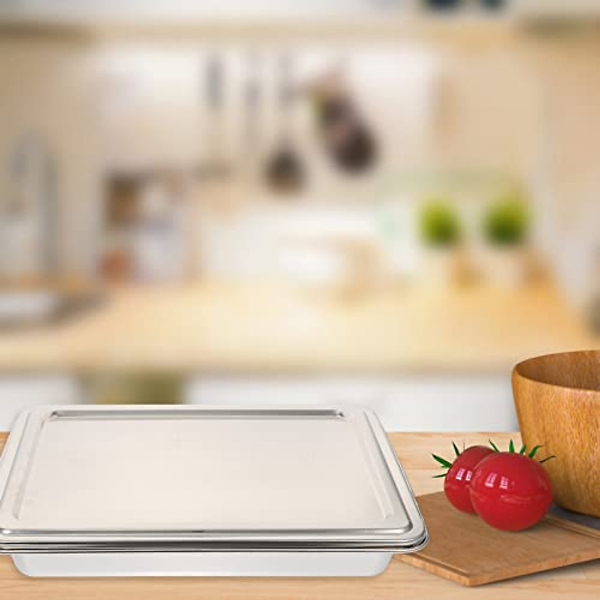 DOITOOL Feeding Serving Tray Stainless Steel Divided Dinner Plate: 4 Compartment Portion Control Plate with Lid Diet Dish Serving Platter Luncheon Plate for Kitchen Fruit Plate