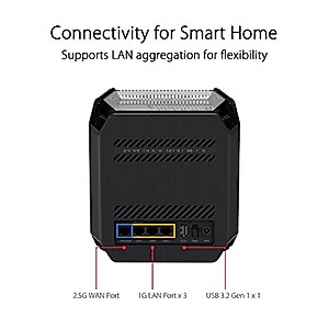 ASUS ROG Rapture GT6 (AX10000) Tri-Band WiFi 6 Extendable Gaming Router, 2.5G Port, Triple-Level Game Acceleration, UNII 4, Free Lifetime Internet Security, AiMesh Compatible, Black
