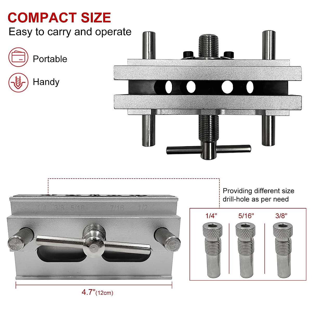 WAYCOJOY Self Centering Dowel Jig Kit, Drilling Guide Bushings Set, Woodworking Doweling Jig Puncher Locator Joints Tool for Straight Holes