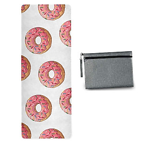 Travel Yoga Mat Non Slip - Glazed Donuts Foldable Exercise Mat Lightweight Work Out Mat with Bag Sweat Absorbent Fitness Mat for Yoga Pilates Home Fitness Exercise