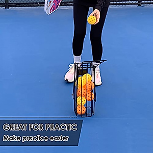 ELKCIP Portable Pickleball & Tennis Ball Collector - Pickle Ball Retriever Basket Carrier Gatherer Picker Hopper Container for Picking and Storage Training Tool for Ball, Integral