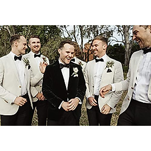 HISDERN Bow Ties for Men Solid Black Self Tie Bow Tie & Pocket Square Set Classic Formal Satin Bow ties for Tuxedo Wedding Party