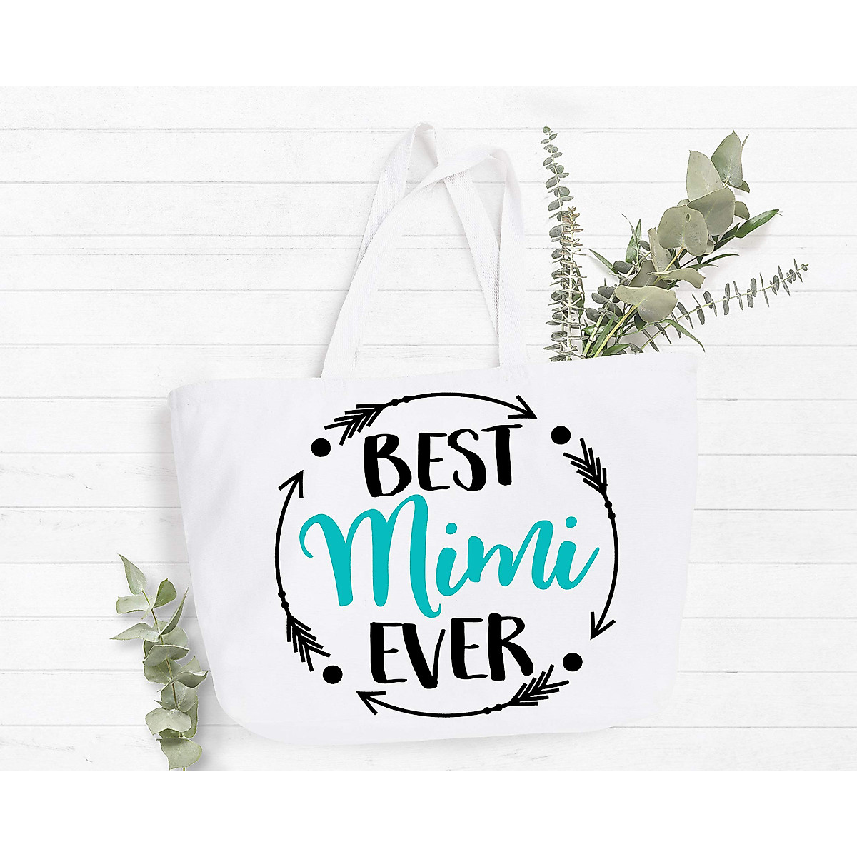 COCOVICI Mimi Tote Bag | Best Mimi Ever | Grandma Gifts | Mimi Gifts | Mimi Christmas Gift | Christmas Gift from Grandkids(Best Mimi Ever Turquoise/Black Font)