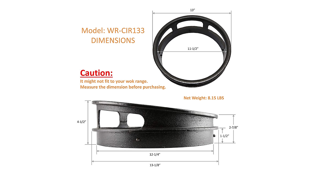 Leyso 13-Inch Cast Iron Wok Rim for Chinese Wok Range Replacement
