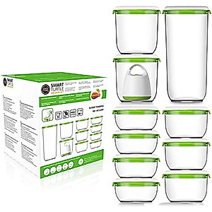 FOSA Vacuum Seal Food Storage System Reusable Container Deluxe Set with Vacuum and 10 Reusable containers
