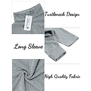 TURETRENDY Men's Stretch Muscle Tshirts Turtleneck Long Sleeve Knit Tees Casual Slim Fit Basic Shirt Tops Gray S