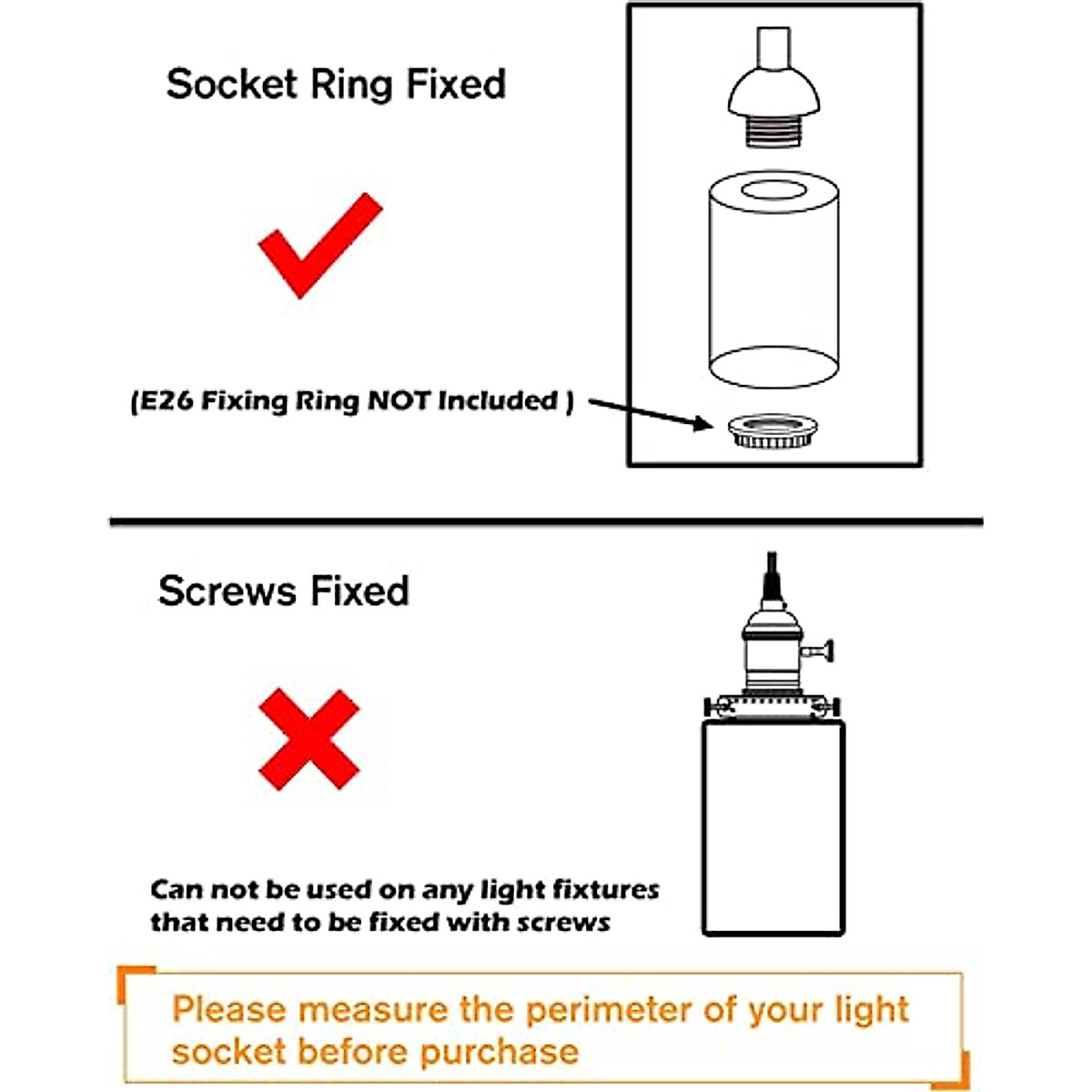 Glass Shade Replacement Glass Lamp Shades Cylinder Glass Globe with 1-5/8-inch Fitter Glass Light Fixture Shade for Pendant Light Chandelier (2 Packs) (Frosted)