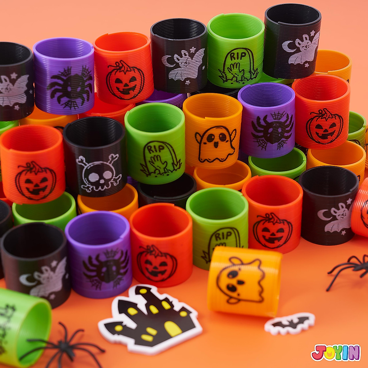 JOYIN 60 PCS Halloween Coil Spring for Kids, Mini Magic Springs Toys, Fidget Stress Coils Toy for Halloween Party Favors, Trick or Treat Bags Stuffers, Classroom Exchange, Carnival Game Prizes