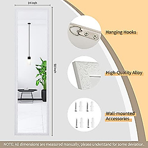 Beauty4U Full Length Mirror Wall Mirror Full Body Dressing Mirror Wall Mounted Hanging for Dorm Home, 50"x 14", White