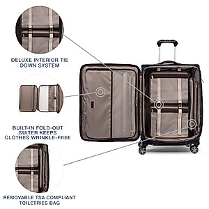 Travelpro Platinum Elite Softside Expandable Checked Luggage, 8 Wheel Spinner Suitcase, TSA Lock, Men and Women, True Navy Blue, Checked Medium 25-Inch