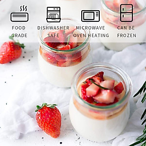 TAOUNOA 29 Pcs Small Glass Jars with Cork Lids, 5 oz Yogurt Jars Candle Jars Mini Glass Bottles Wedding Favor Jars Little Pudding Jars with String