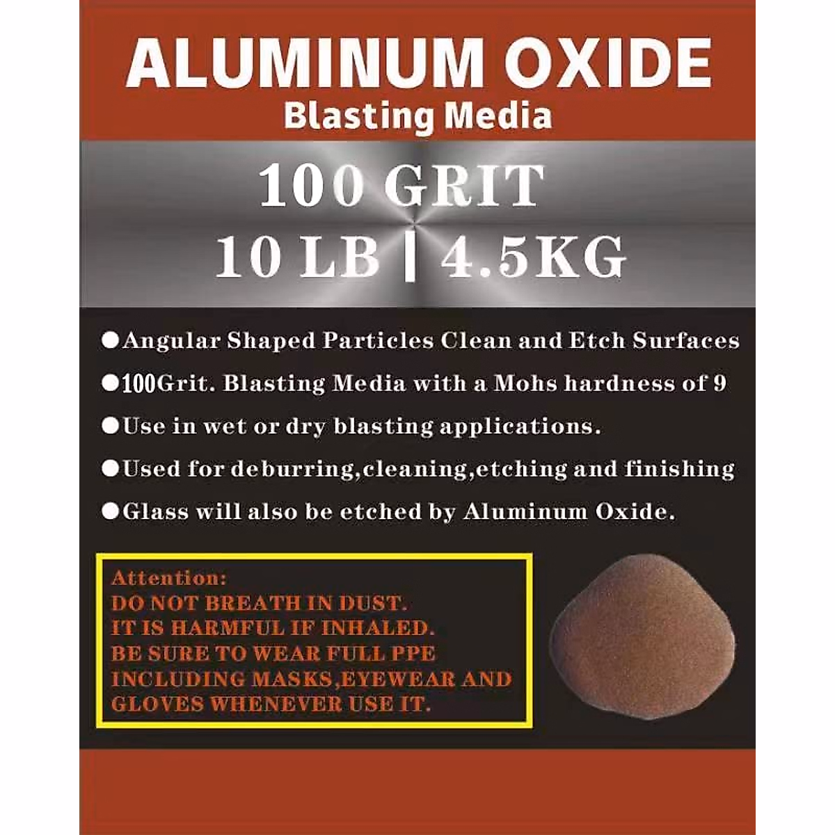 Aluminum Oxide - 10 LBS - Medium to Fine Sand Blasting Abrasive Media for Blasting Cabinet or Blasting Guns. #100 GRIT