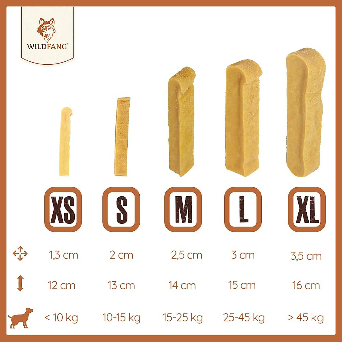 Wildfang® Yak Chews for Dogs, Chewing Bone Dog from Cow Milk - Hard Cheese Chewing Cheese for Dogs from Pasture Milk, Yak Himalaya Recipe, All Dog Sizes and Puppies, Himalaya Yak Dog Chewing Bone