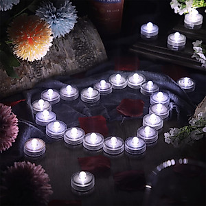 Mudder 36 Pieces Submersible LED Lights Waterproof Battery Operated Flameless LED Floral Tea Light for Party Wedding (White Light)