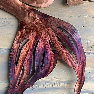 JACE Metal Wrought Iron Mermaids Crafts, Mermaid Metal Art Wall Decor, Wrought Iron Mermaid for Home Garden Beach Decoration (Copper)