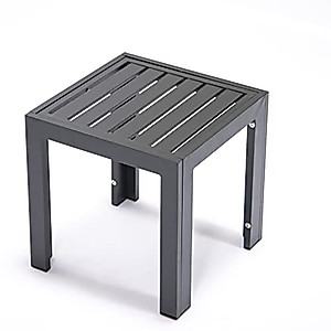 LeisureMod Chelsea Modern Weather Resistant Aluminum Side Square End Table for Patio Lawn Garden Balcony Yard & Porch, Black