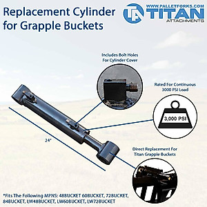 Titan Attachments Replacement Hydraulic Cylinder for Titan QT Grapple Bu