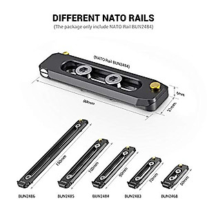 SMALLRIG Universal Low-Profile Quick Release NATO Rail Safety Rail 90mm/3.5inches Long with 1/4'' Screws for NATO Handle Camera Cage EVF Mount – BUN2484