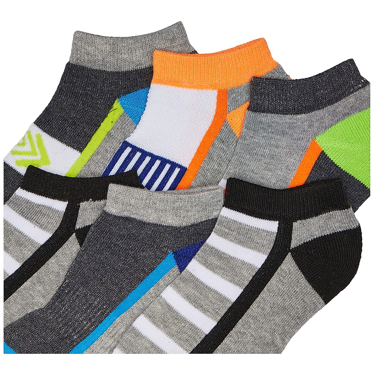 Jefferies Socks Boy's Sport Athletic Colorful Pattern Low Cut Half Cushion Socks 6 Pair Pack, Multi, Small