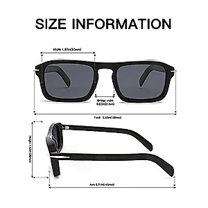 Baililai Small Rectangular Polarized Sunglasses for Men and Women with 100% UV Protection and HD Lens - Model 1404 (Black)