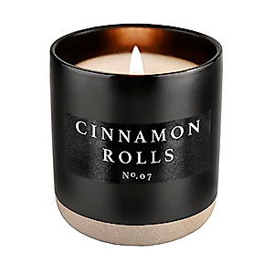 Sweet Water Décor Cinnamon Rolls Soy Candle | Cinnamon, Icing, and Cinnamon Buttery Pastry Fall Scented Soy Candles for Home | 12oz Black Stoneware Jar, 60+ Hour Burn Time, Made in the USA