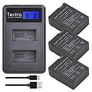 Tectra 3Pcs AHDBT-301 GoPro Hero3 Replacement Battery + LCD Display Dual USB Charger for GoPro Hero 3 Hero 3+ Camera Accessories