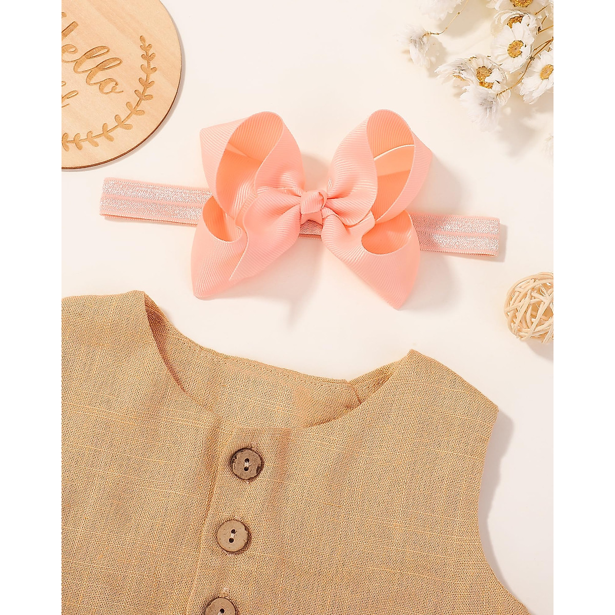 jollybows 40pcs Baby Girls Grosgrain Ribbon Hair Bows Headbands 4" Elastic Hair Band Hair Accessories for Infants Newborn- Natural Color Set