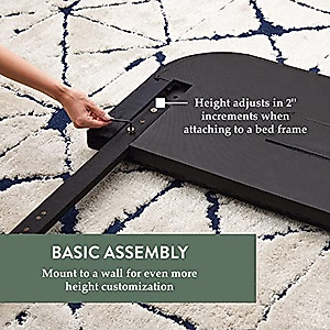 Edenbrook Miller Low Profile, Performance Velvet Headboard for Full Size Bed-Black Upholstered Full Headboard