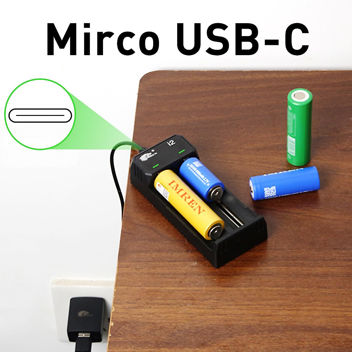 IMREN 18650 Battery Charger,3.7V Battery Charger for 3.7 Volt Li-ion 18650 18350 18500 16340 14500 20700 21700 26650 Battery,1A Fast 18650 Charger (2 Bay)