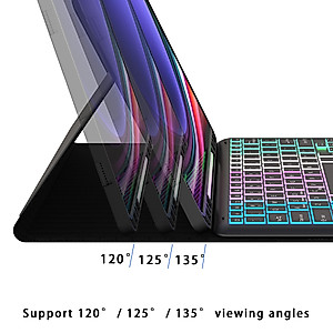 for Samsung Galaxy Tab S9 FE+/S9+ 12.4" Keyboard Case: 3 Zone 7 Colors Backlit Trackpad Keyboard for 12.4 inch Galaxy Tab S9 Plus/S9 FE Plus - Detachable Smart Touchpad Keyboard Folio Tablet Cover