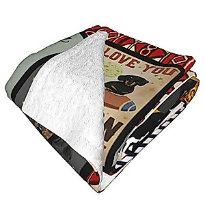 Socira Blankets and Throws Dachshund Dog Flannel Fleece Blankets for Men Women Cozy Warm Fuzzy Sofa Blanket for Couch Office Outdoors Large Bed Blanket Christmas New Year Birthday Gifts 50"x40"