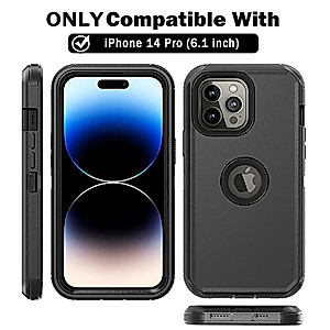 TASHHAR Phone Case for iPhone 14 Pro Case,Heavy Duty Hard Shockproof Armor Protector Case Cover with Belt Clip Holster for Apple iPhone 14 Pro 6.1 5G 2022 Phone Case (Black)