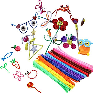 KAZETEC 100 PCS Pipe Cleaners, Chenille Stems, Pipe Cleaners Craft Supplies, 10 Colors Chenille Stems for DIY Arts Crafts Project(Multi Color)