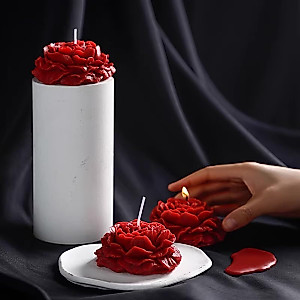 4 Pcs Low Temperature Candles Red Rose Flower Shaped Scented Candles Low Heat Romantic Wax Play Candles for Lovers Couples Wedding