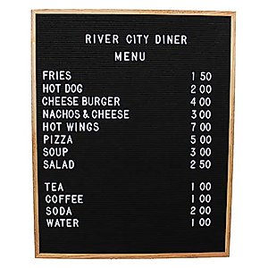 Executive Office Solutions Extra Large Changeable Letter Board - Black Felt With Solid Oak Frame, Wall Mount, Canvas Bag, Letter Clippers, Letter Box and 450 Characters 24 x 30 Black (LB5)