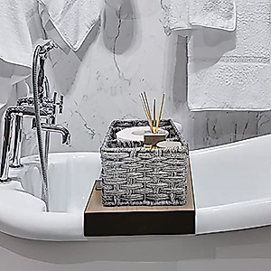 GRANNY SAYS Toilet Tray Tank Topper, Wicker Baskets for Storage, Set of 2 Waterproof Bathroom Baskets for Organizing, Gray Bathroom Organization Baskets, 14 ¼'' x 6'' x 4 ¼''