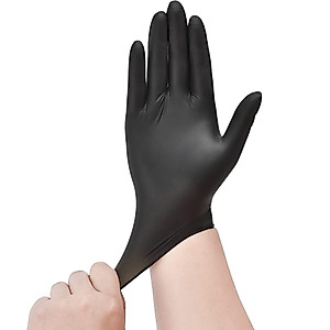SwiftGrip Disposable Nitrile Exam Gloves, 3-mil, Black Nitrile Gloves Disposable Latex Free for Medical, Cooking & Esthetician, Food-Safe Rubber Gloves, Powder Free, Non-Sterile, 50-ct Box (Medium)