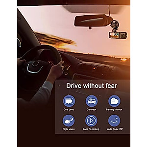 Dual Dash Cam Front and Inside 1080P Dual Dash Camera for Cars CHORTAU Front Inside Dashcams for Cars with Infrared Night Vision,Parking Monitor for Truck and Taxi Driver